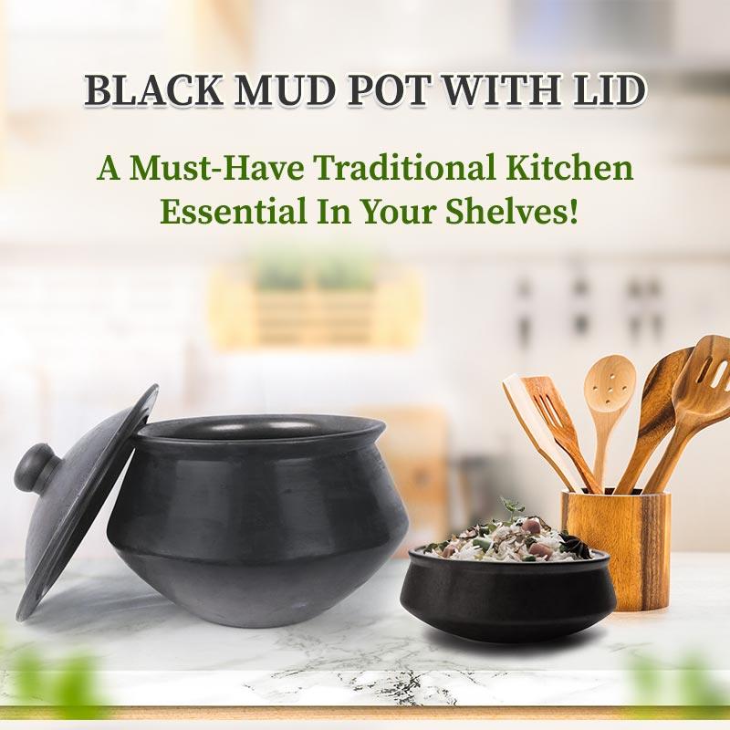 Buy Black Clay Pots for cooking (mud pot)| Organic Gyaan
