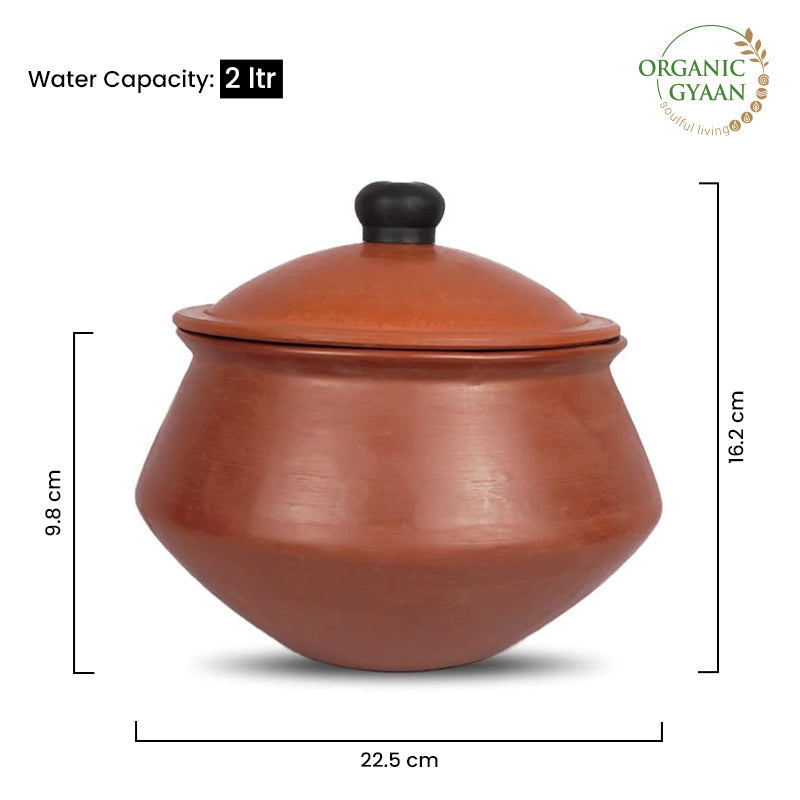 Buy Red Cooking Mud Pot with Lid Online – Organic Gyaan